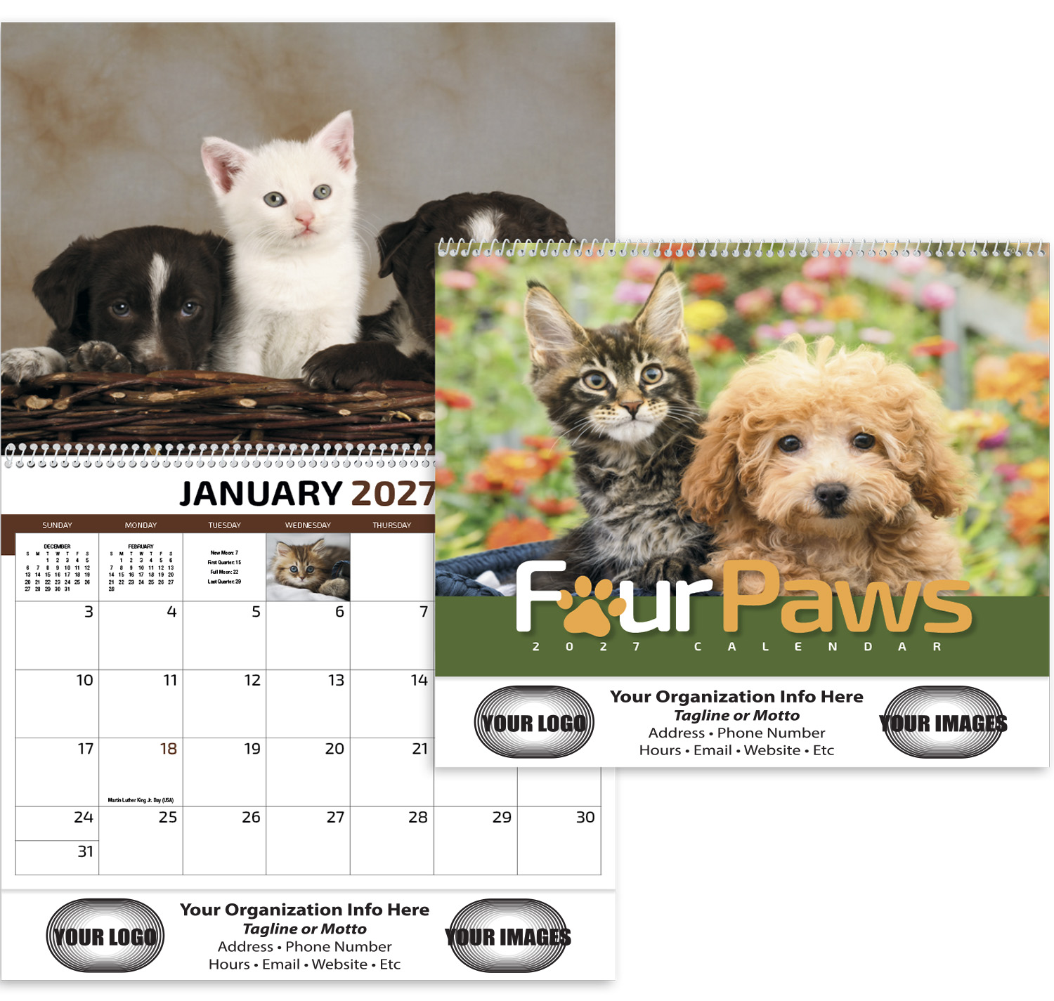 Four Paws 13-Month Full-Size Spiral Wall Calendar- #410 : Imprinted ...